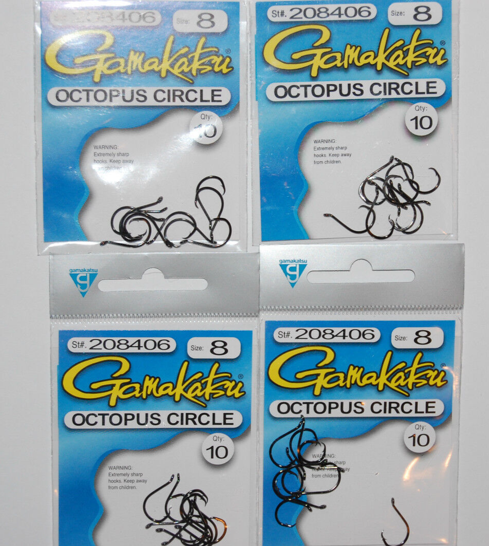 4 packs gamakatsu octopus circle hook size 8 10 per pack # 208406 hooks ...
