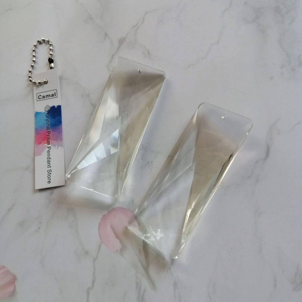 12pcs 75mm 1 Hole Faceted Rectangle Crystal Spacer Pendant Lamp Prism ...