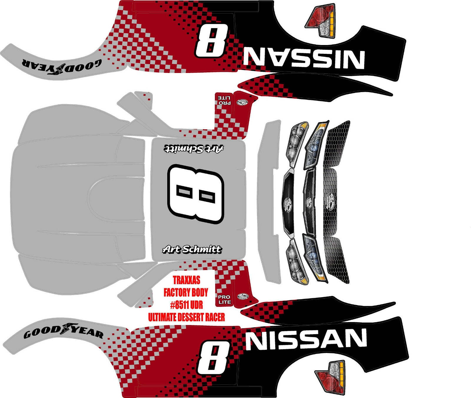 TRAXXAS UDR ULTIMATE DESERT RACER TROPHY TRUCK ART SCHMITT wrap decals ...