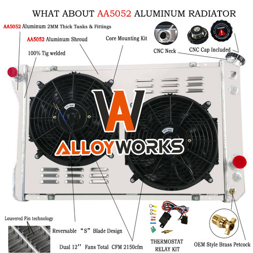 3 Row Radiator&Shroud Fan &Relay For 1982-1992 87 Chevy Camaro RS Z28 ...