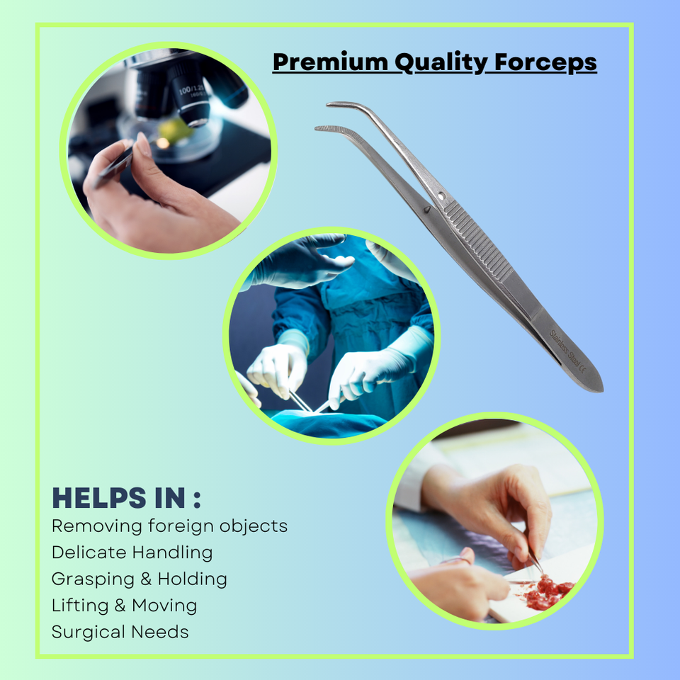 12 PCS STAINLESS STEEL FULL CURVED IRIS EYE DRESSING SERRATED FORCEPS 4 ...