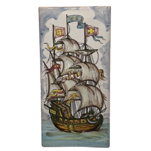 MENSAQUE RODRIGUEZ Y CIA SA SEVILLA Terracotta Art Tile Sailboat Ship ...
