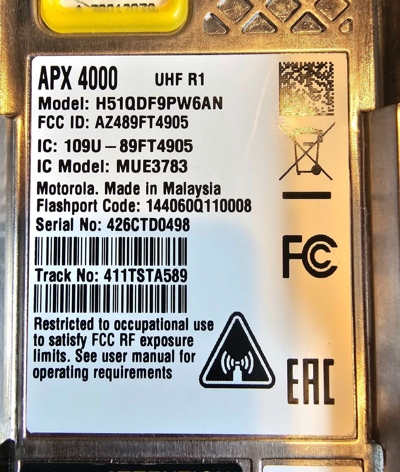 Motorola APX 4000 APX4000 UHF R1 (380-470 MHz) Model 2 512 Ch 5W Dual Knob | eBay