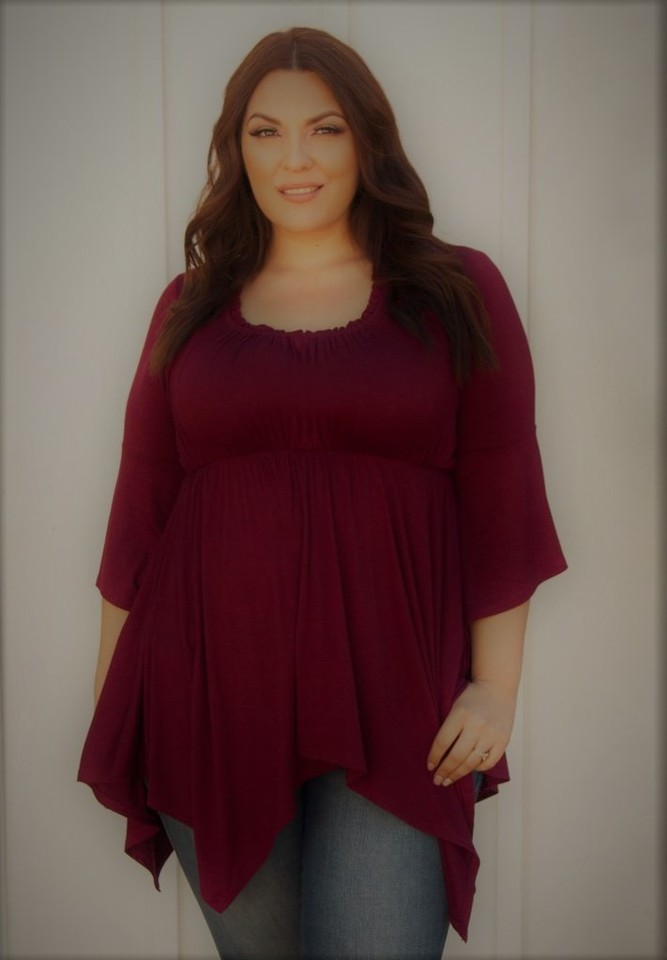 Plus Size Top 2X 3X US MADE 3/4 Bell Sleeve SWAK Polyester Blend Black ...
