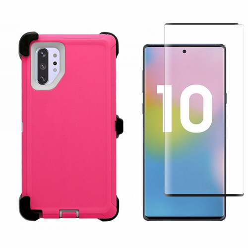 Pink White For Galaxy Note 10+ Plus Defender Case w/Screen Clip fit ...