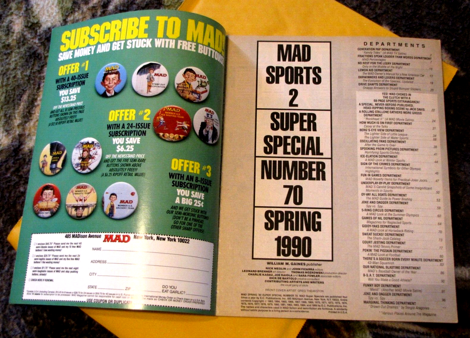 Vintage Mad Magazine "Mad Sports 2" Cover- Super Special Spring 1990 ...