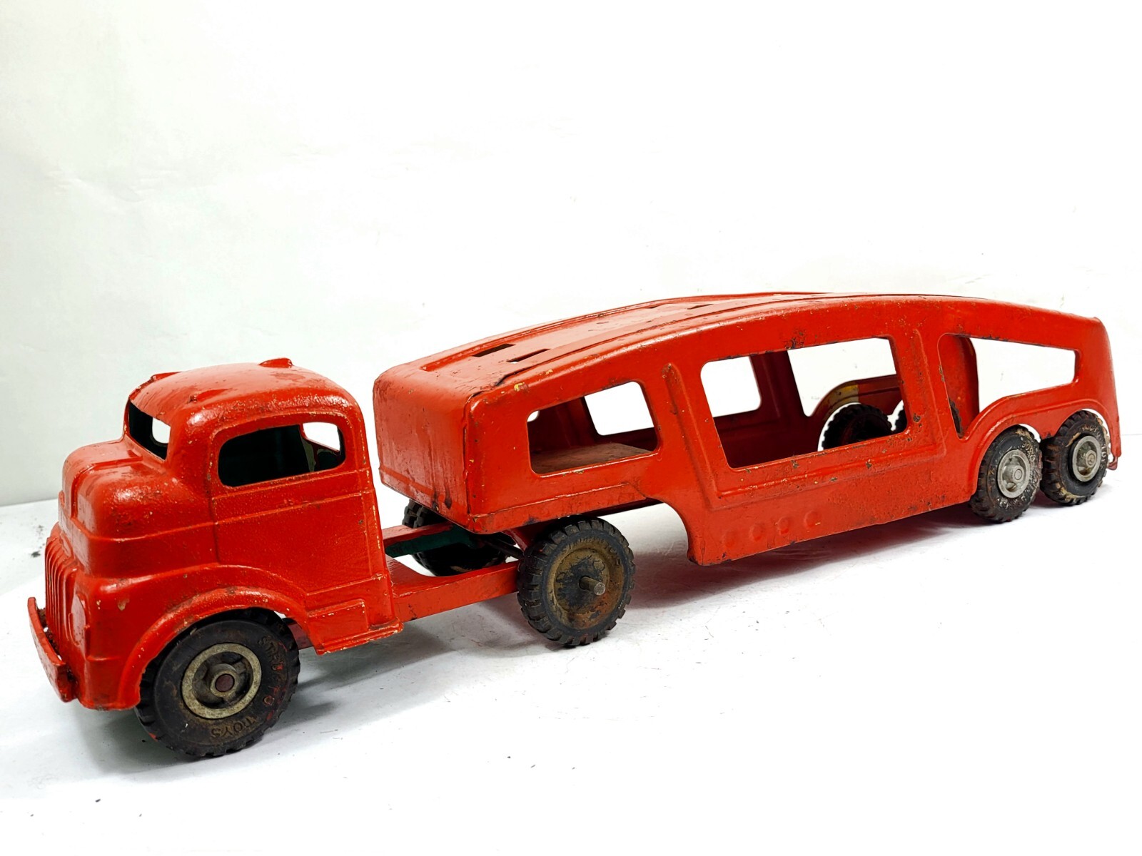 VINTAGE STRUCTO SEMI TRUCK CAB w/ CAR TRANSPORTER HAULER TRAILER C-3044 ...