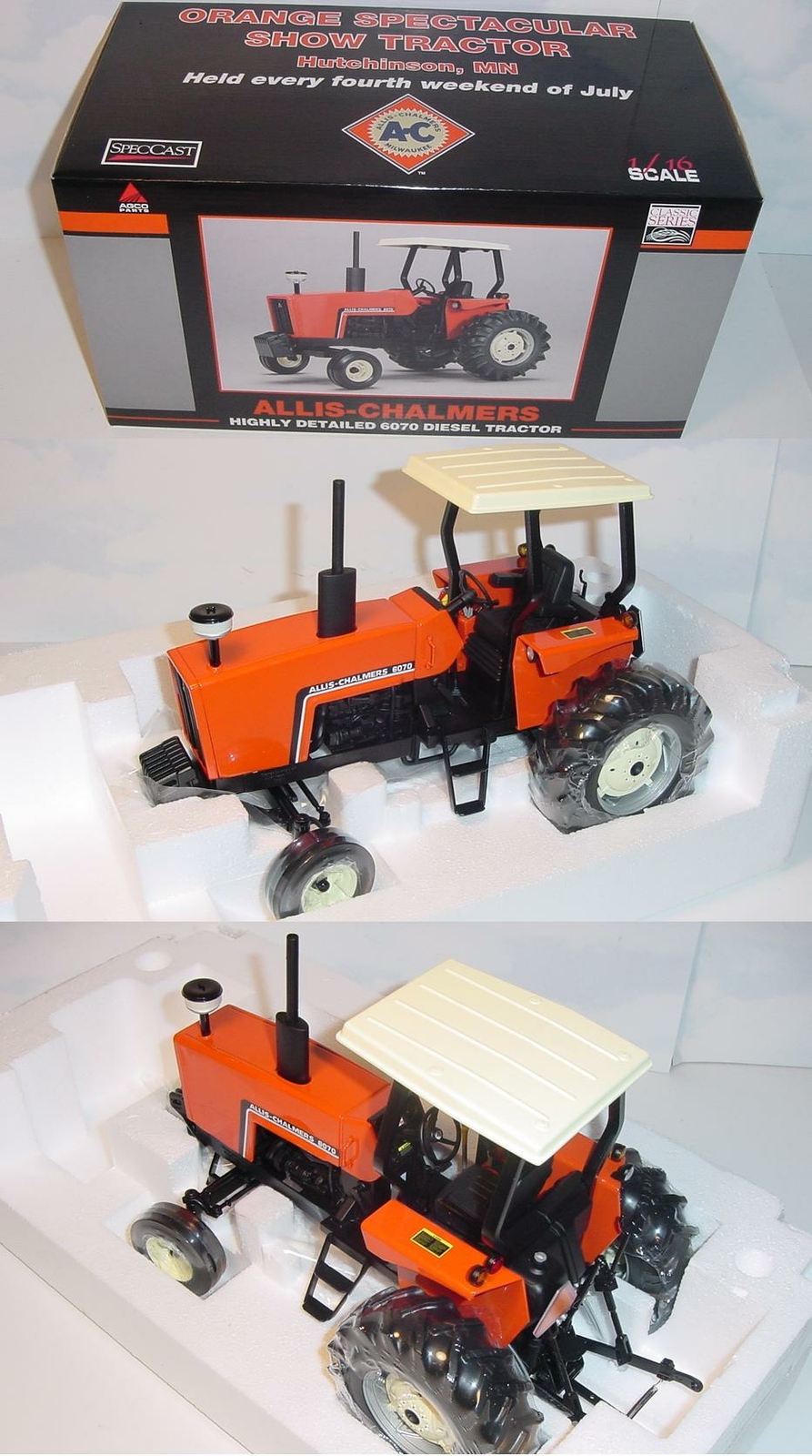 1/16 Allis Chalmers 6070 Diesel/W/ROPS Orange Spectacular Tractor NIB ...