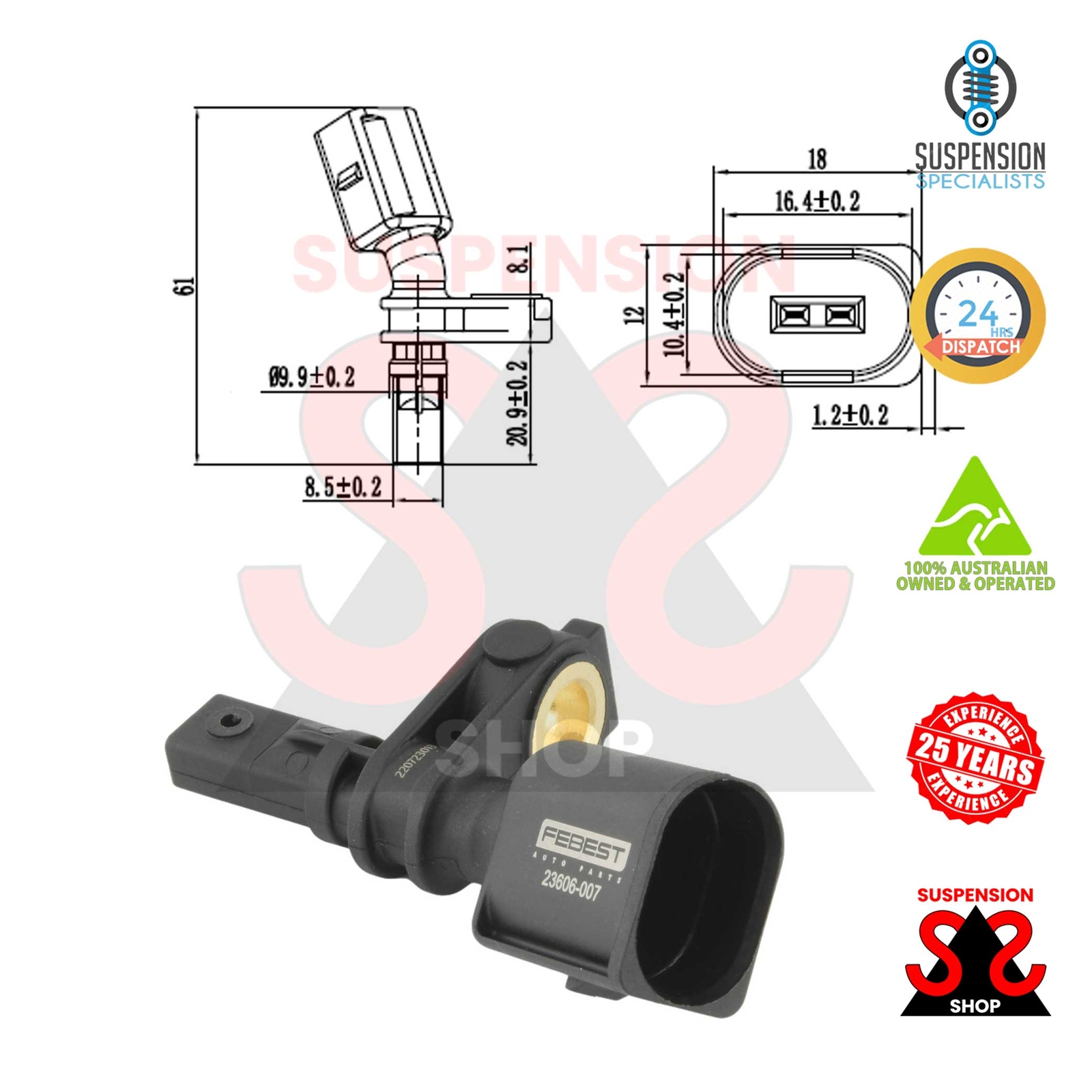 Front Axle Right Abs Sensor, Wheel Speed Suit VW Polo 1.4 GTI POLO V ...