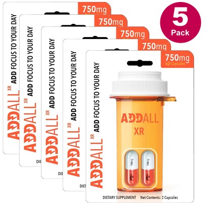 AddAll XR 750mg, Energy Focus Concentration, 5 Packs - 10 Capsules ...