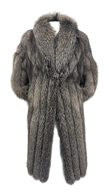 Full Length SILVER FOX Full Pelt Fur Coat - Ladies Si… - Gem