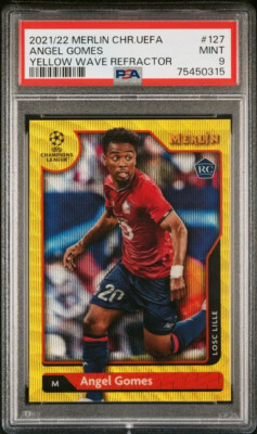 2021-22 Merlin Chrome UEFA Angel Gomes Yellow Wave Refractor /225 PSA 9 ...