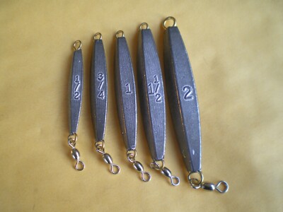 10 PCS. DIAMOND FISHING JIG LURE W/#5 SWIVEL 1/2, 3/4, 1, 1-1/2, 2 OZ ...