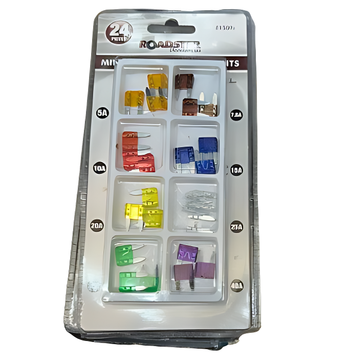 24Pc Mini Car Fuse Assorted Fuses Set 5,7.5,10,15,20,25,30,40 Amp Blade ...