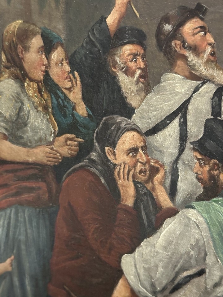 Artist Unknown - Oil on Canvas. Victim Before Crowd - Jewish | eBay