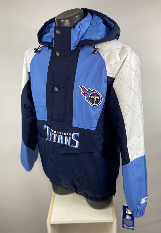 Titans Jacket Tennessee Starter Hooded Half Zip Pullover Jacket S M L ...