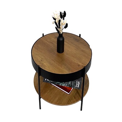 Round Coffee Table Side Table Removable Table Top Storage for Living ...