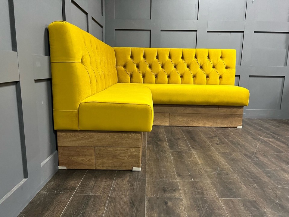 Bespoke Banquette Bench Seating in Plush Turmeric Velvet £418/metre ...