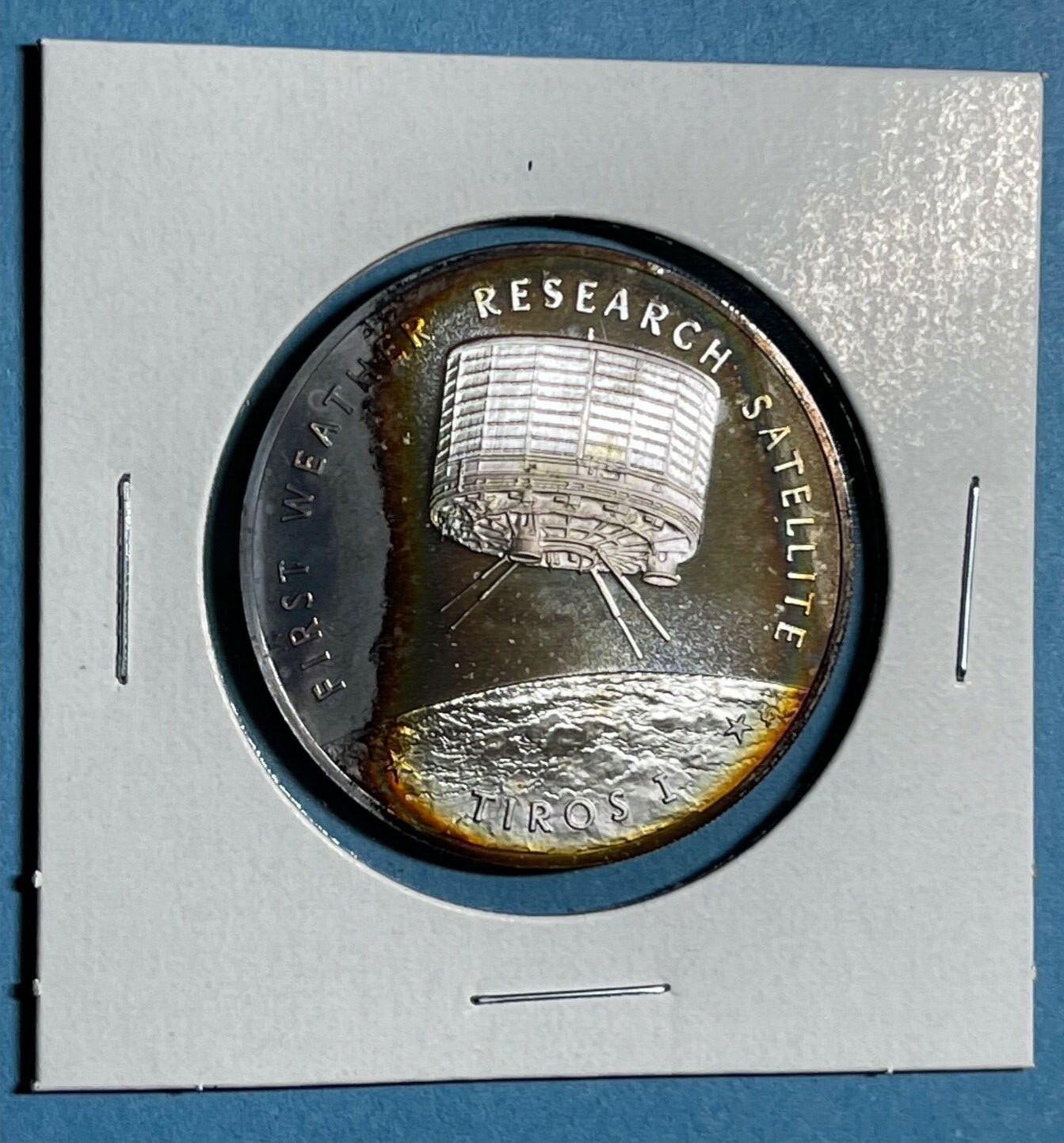 TIROS I AMERICA IN SPACE UNMANNED SERIES STERLING SILVER MEDAL / COIN ...