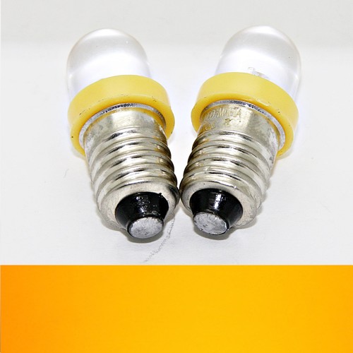 2X E10 LED Yellow Screw Mount 12V Light-Emitting Lamp Light Lightbulbs ...