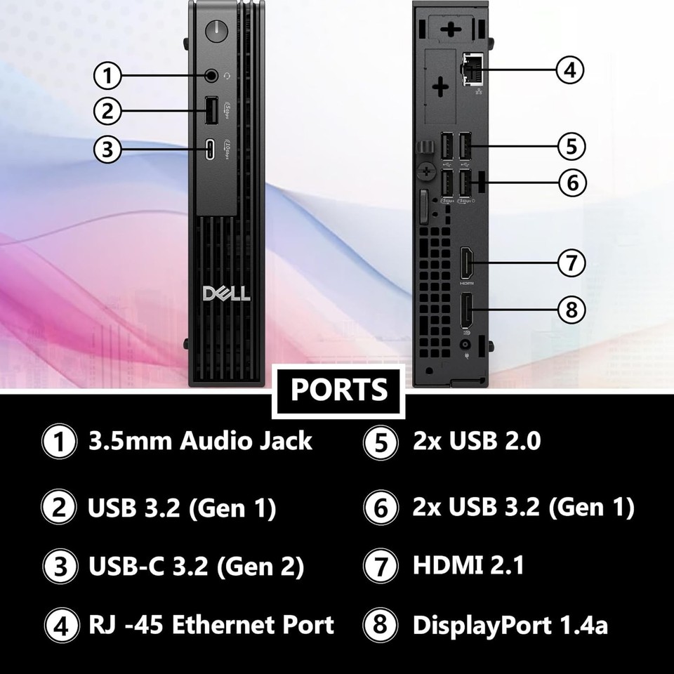 Dell Pro Micro QCM1250/Core i3-14100T/8GB/512GB SSD/Integriert/WLAN ...