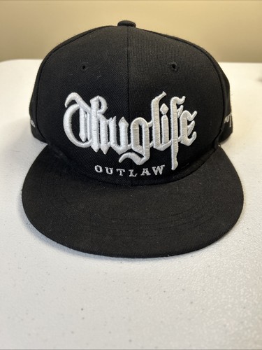 Thug life Outlaw Tupac Snap Back Cap. Black white Letters Hip hop Rap ...