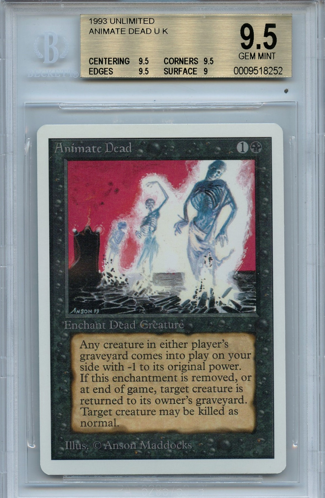 MTG Unlimited Animate Dead BGS 9.5 Gem Mint Magic The Gathering WOTC ...