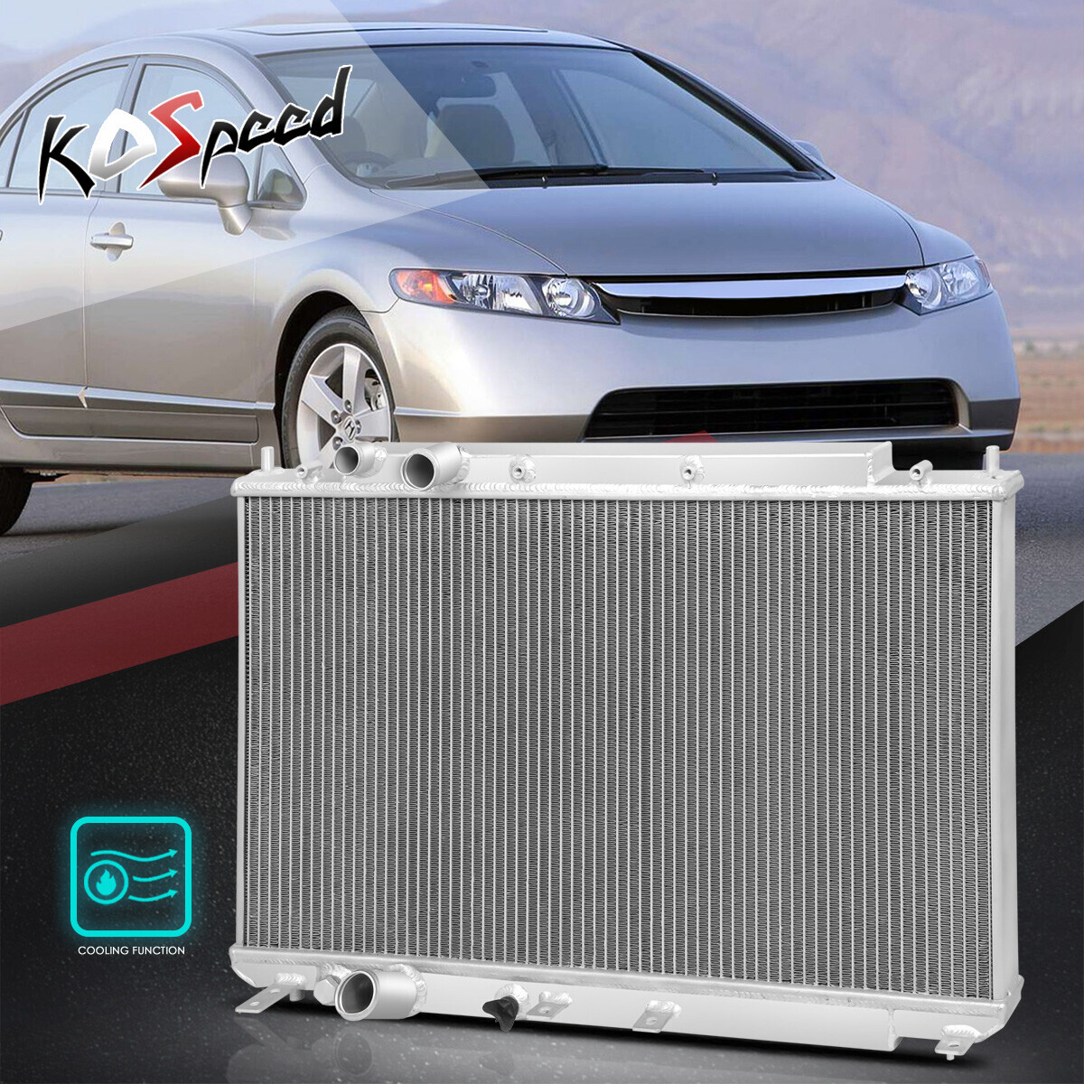 2-Row Aluminum Cooling Radiator for 06-11 Honda Civic Si FG2/FA5 KA20 2 ...