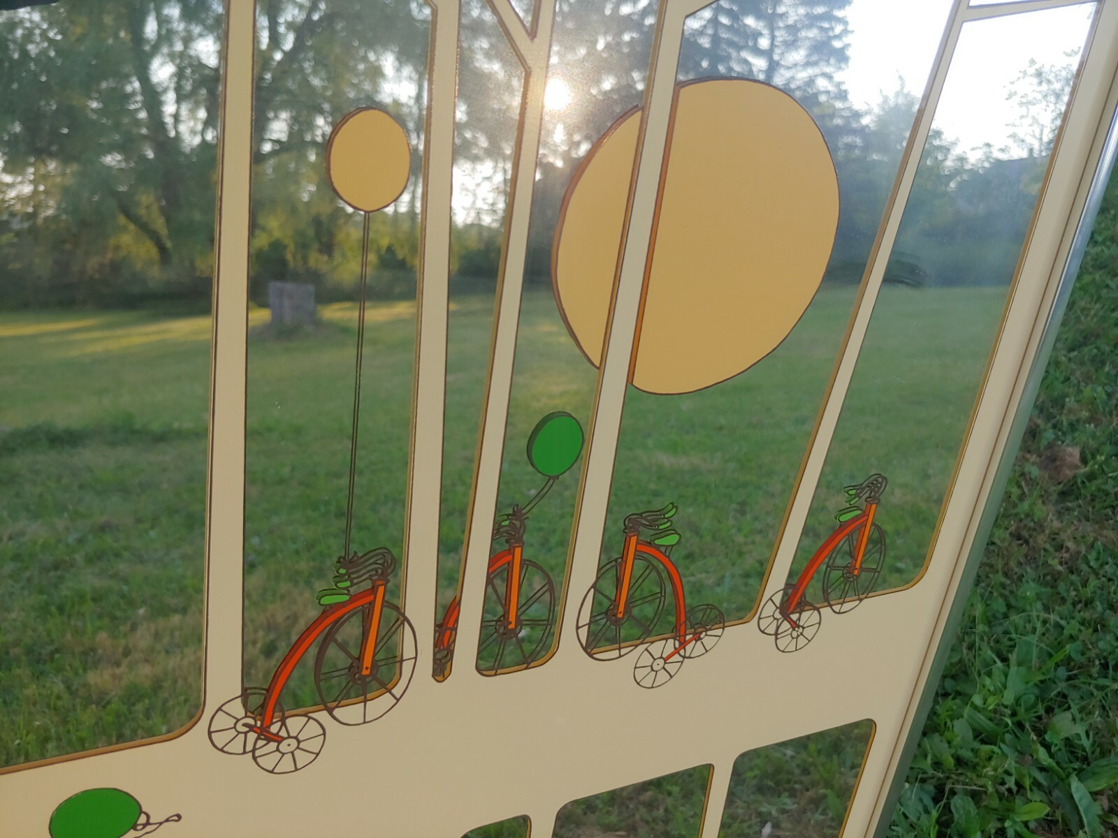 Vintage 1975 Greg Copeland Mirror / Wall Art - Tricycles, Balloons ...