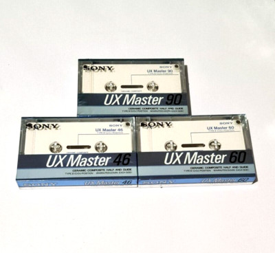 SONY UX MASTER 46 60 90 Blank Audio Cassette 3x Tape Set SEALED Ceramic ...