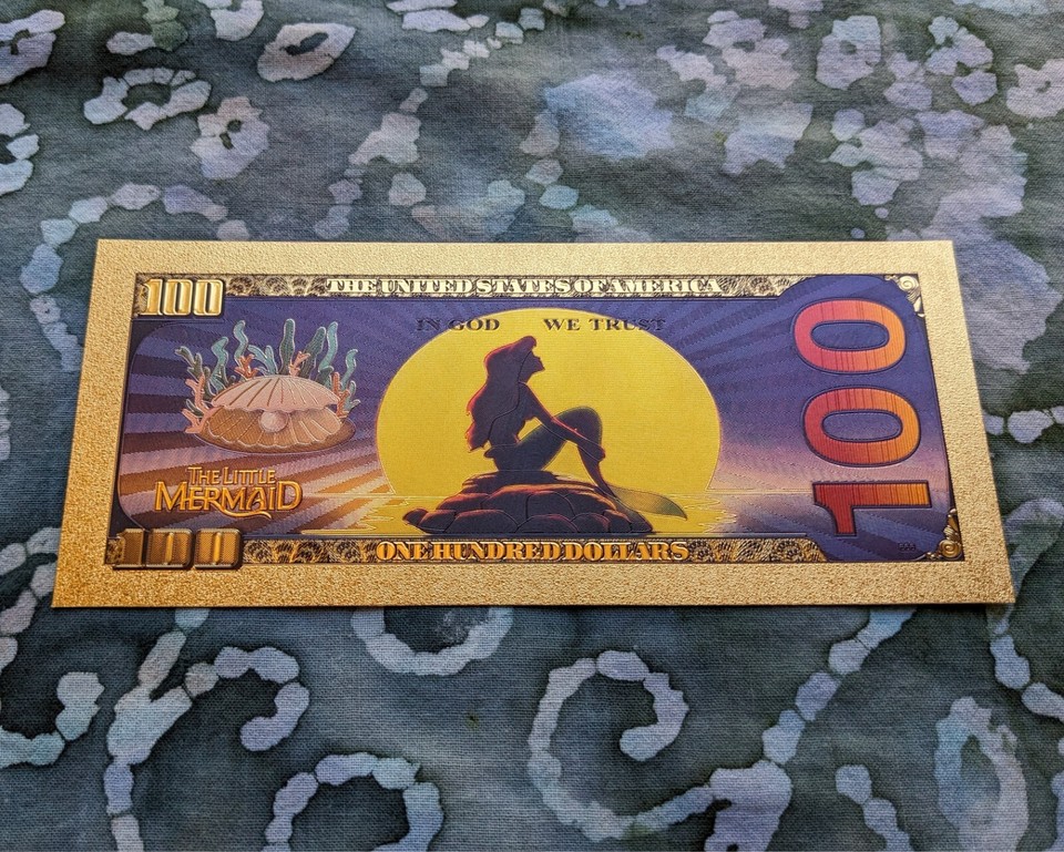 5 Piece 24k Gold Foil Plated Disney Little Mermaid Collectible Banknote ...