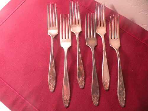 6 Dinner Forks Wm Rogers & Son Princess Lady Doris Silverplate International 7" | eBay