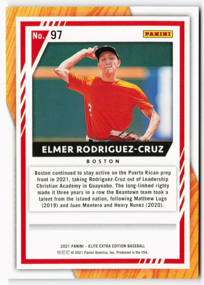 2021 Elmer Rodriguez-Cruz Panini Elite Extra Edition Rookie Blue 220/ ...