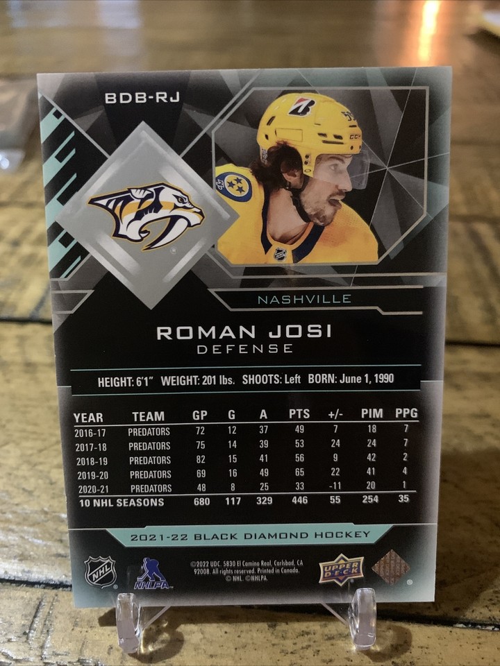 2021-22 Black Diamond #BDB-RJ Roman Josi Gold 02-50- Nashville ...