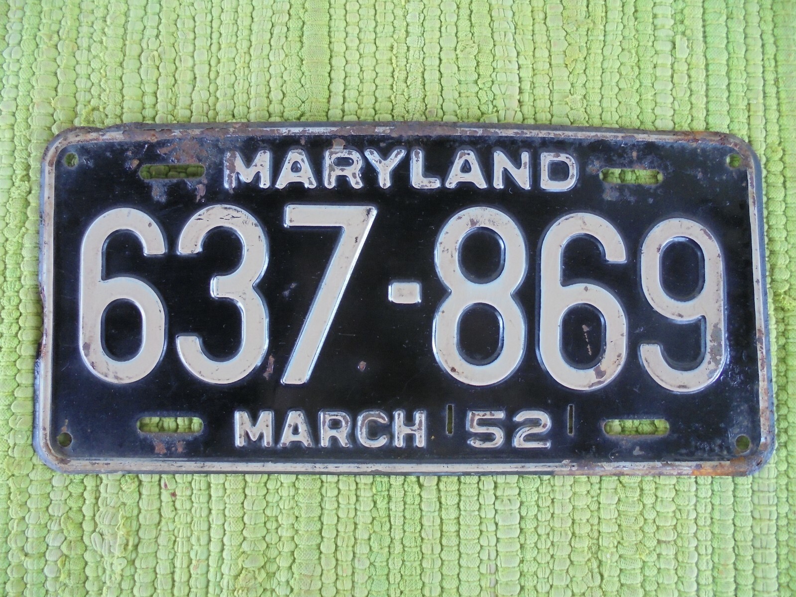 1952 Maryland License Plate TAG 52 MD Tag 637-869 | eBay