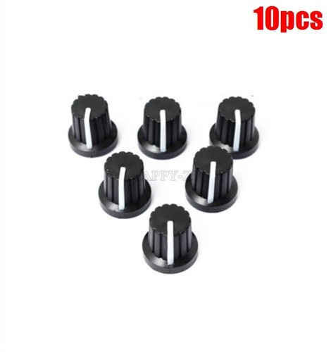 10Pcs 6Mm Shaft Hole Dia Plastic Threaded Knurled Potentiometer Knobs ...