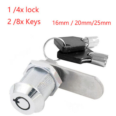 1/4X 16/20/25mm Cam Lock Door Barrel with 2 Key Drawer Cabinet Mail Box ...