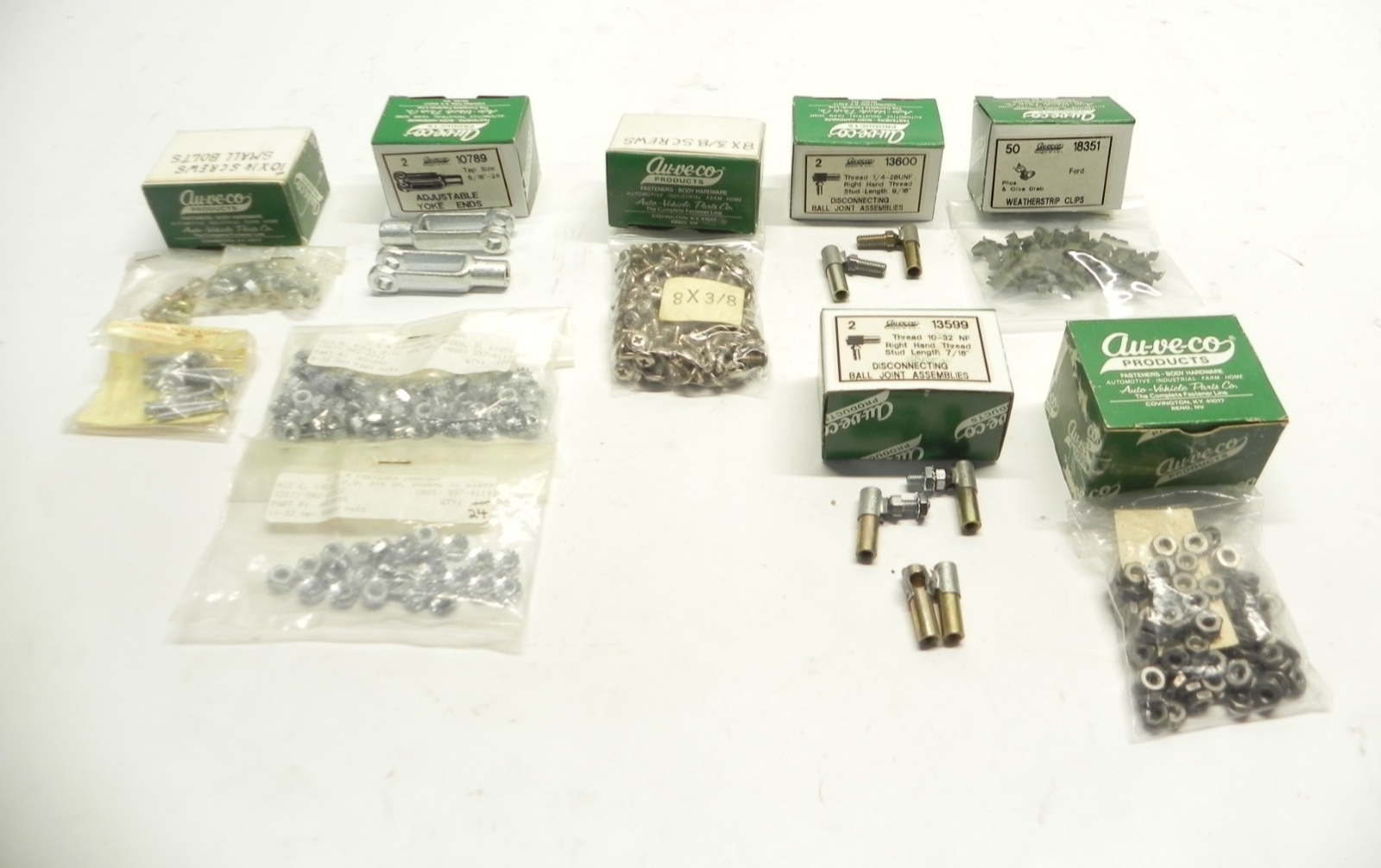 VINTAGE LOT OF AU-VE-CO SPECIAL NUTS & FITTINGS & BOLTS SCREWS AND MORE ...