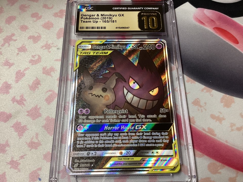 CGC Pristine 10 Gengar & Mimikyu Gx 165/181 Tag Team Alt Art Pokemon ...