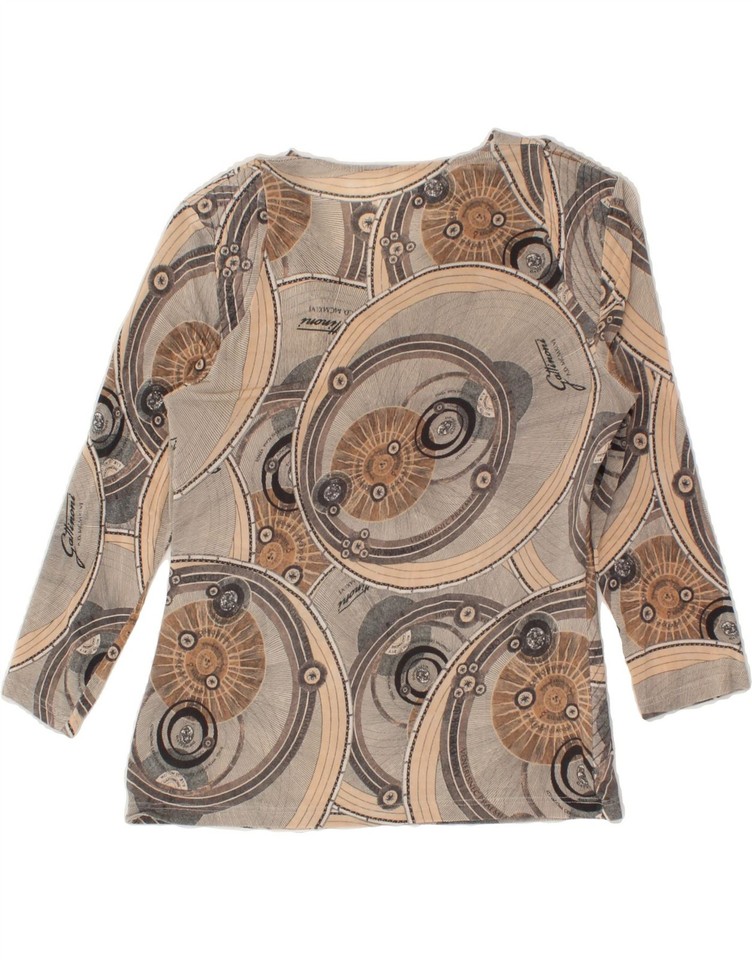 VINTAGE Womens Graphic Top 3/4 Sleeve UK 12 Medium Grey Geometric JP03 | eBay