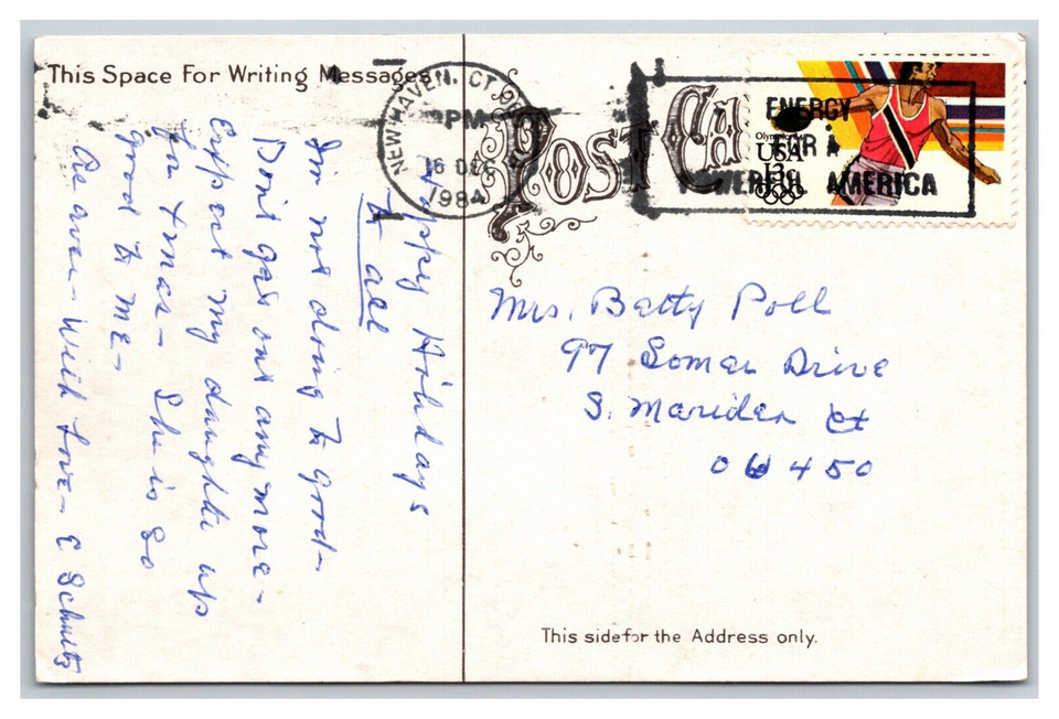 1984 Postcard Christmas Greeting Children Toys Dolls Horse Olympic ...