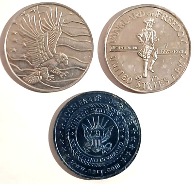 Military Recruit Token Lot Of 3 Navy Army And Coast Guard Aluminum 1.5 ...