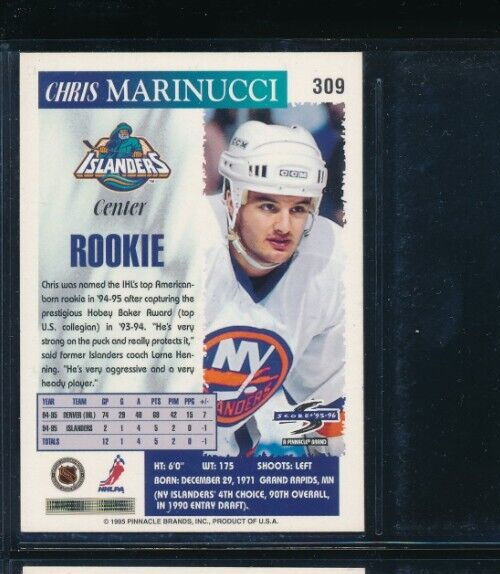 1995-96 Score #309 Chris Marinucci Islanders Signed Autograph (GT42 ...