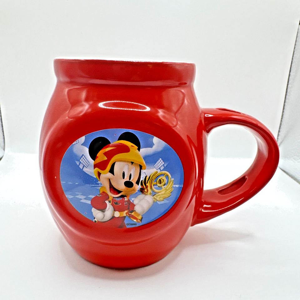 Disney Mickey and the Roadster Racers 14 Oz Ceramic Mug Red 3" Top x 4. ...