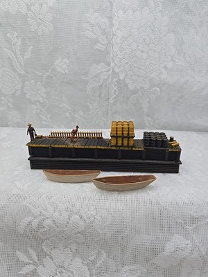 Vintage Ho Scale Model Wooden Barge & Boats Port | eBay