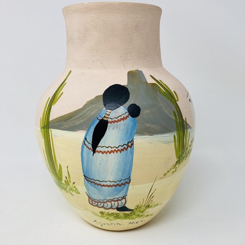 Mexican Folk Art Pottery Tijuana, Mex1 Hand Painted Vase OXX 9”T 3.5”W ...