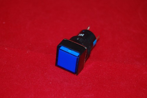 2PCS 16MM BLUE Square Latching PUSH BUTTON ILLUMINATED 6V AC/DC 5 PINS ...
