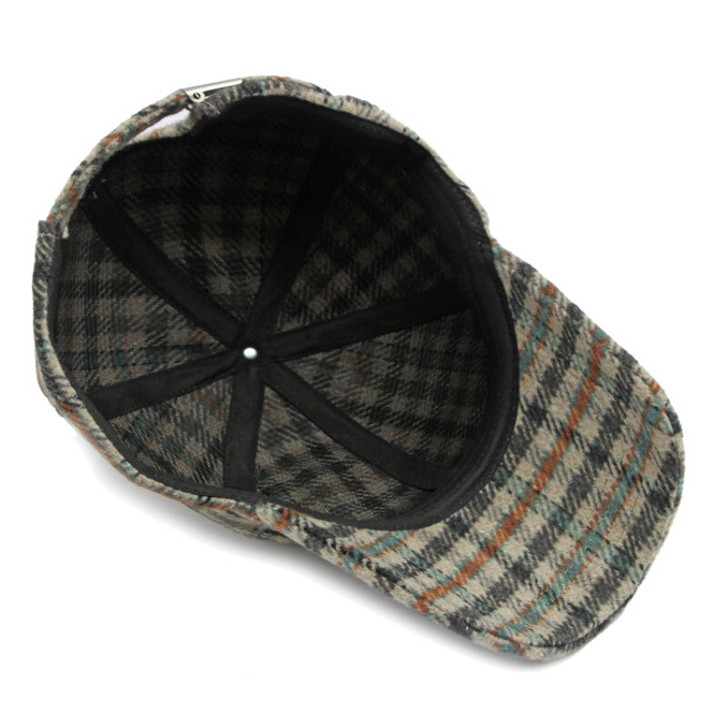 Men Casual Adjustable Plaid Baseball Cap Checked Print Trucker Sun Hat ...