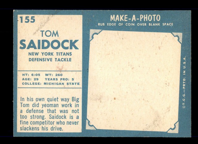 1961 Topps - #155 Tom Saidock for sale online | eBay