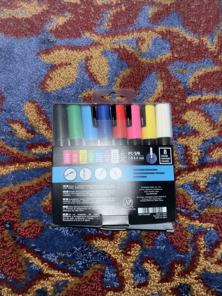 POSCA Water-Based Markers 8 Assorted Colors PC-5M 1.8-2.5mm Uni NEW ...